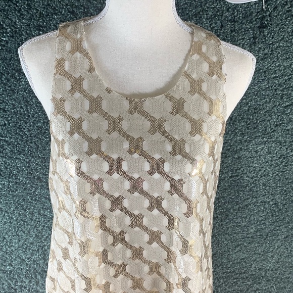 Ellison | Dresses | Ellison Gold Cream Sequence Shift Dress | Poshmark
